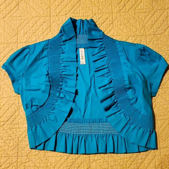 Chocolate | Tops | Cute Crop Top Mini Jacket With Ruffled Colar | Poshmark